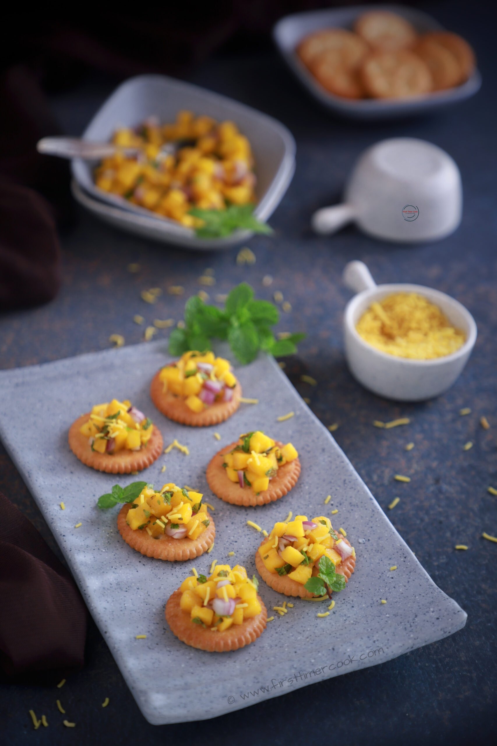 Mango Salsa Canape Chaat - First Timer Cook Snack