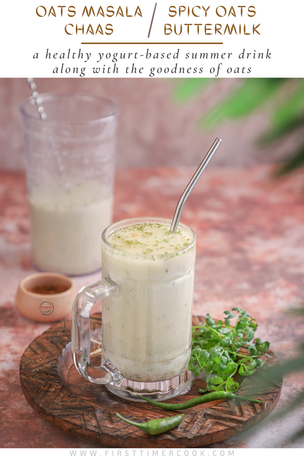 Oats Masala Chaas | Spicy Oats Buttermilk - First Timer Cook